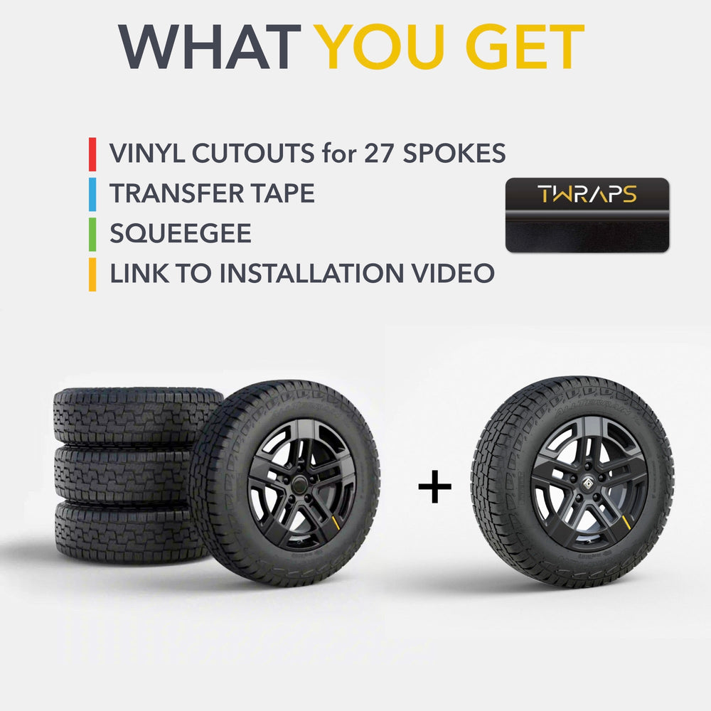 Wheels Vinyl Covers for Rivian R1T & Rivian R1S - Spokes Color Wrap Ch