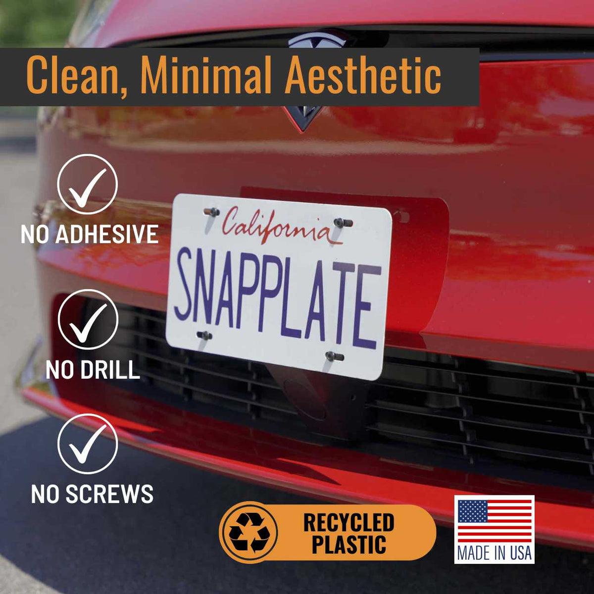 SnapPlate Front License Plate Holder for Tesla Model S