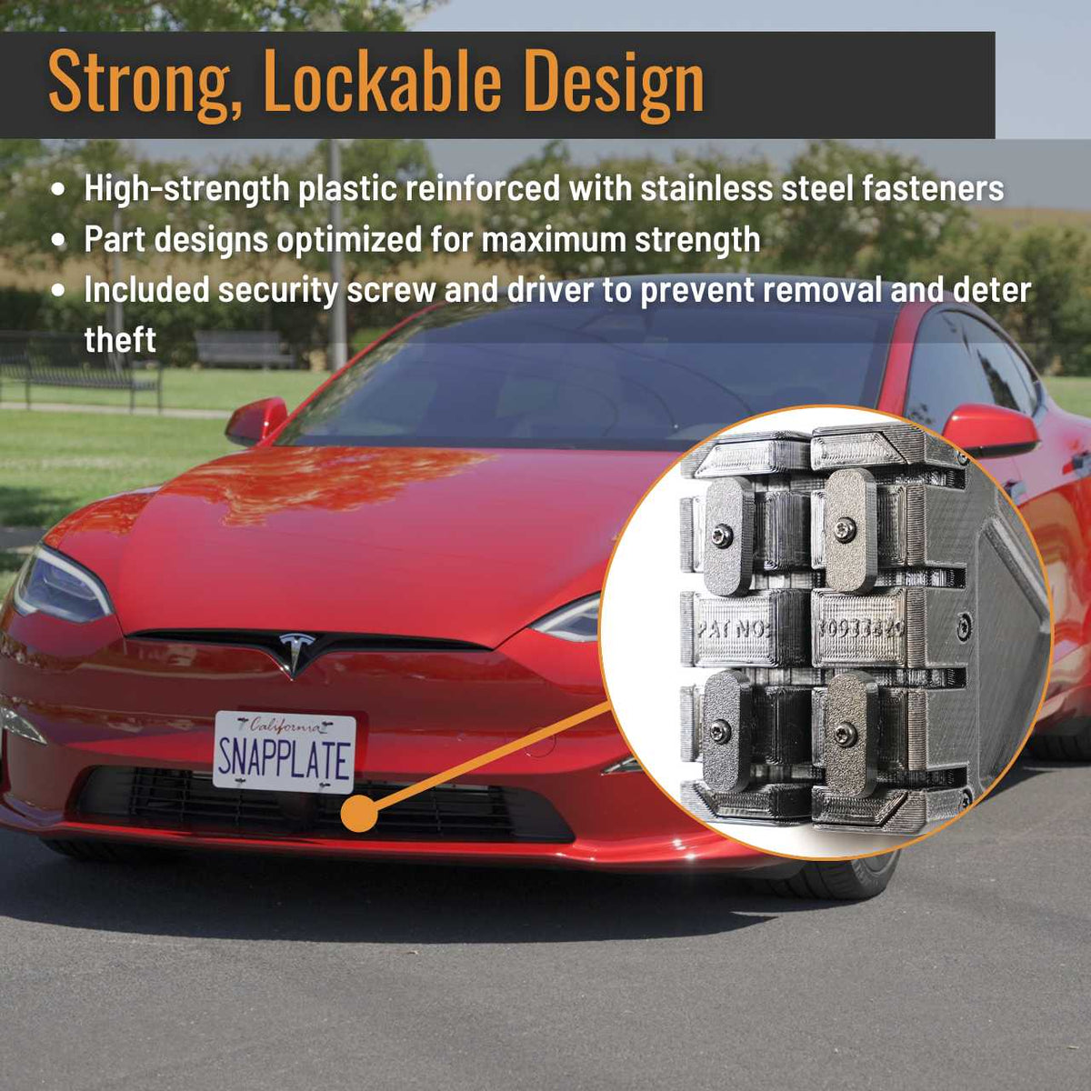 SnapPlate Front License Plate Holder for Tesla Model S