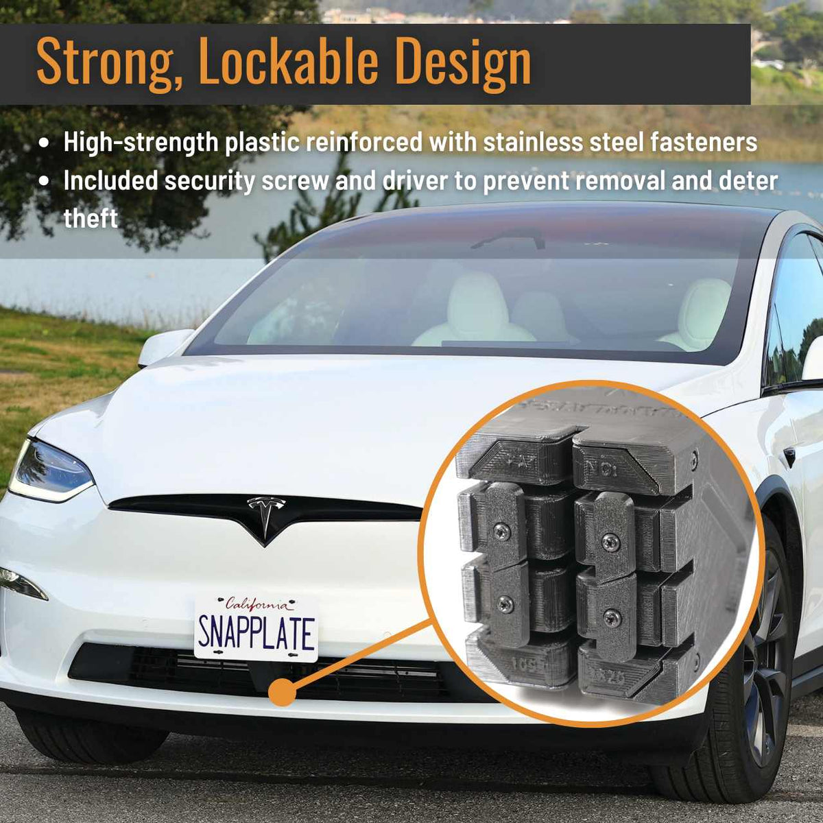 SnapPlate Front License Plate Holder for Tesla Model X